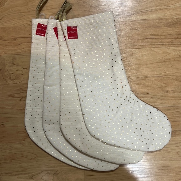 Target | Holiday | Nwt Set Of 4 Target Wondershop Stocking Gold Polka ...